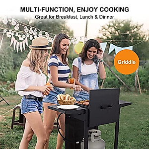 Camplux Flat Top Gas Grill, 22,000 BTU Barbecue Grill, Propane Griddle Grill Combo, 2 Burner Griddle with Lid, BBQ Grill for Outdoor Cooking, Camping, Backyard Parties, RV Travel