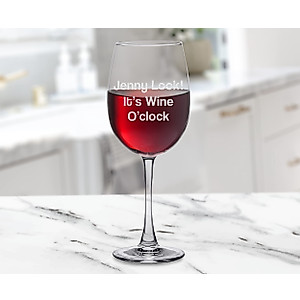 TEEAMORE Personalized Wine Glass Add Your Name Text Valentiness Day Birthday Anniversary Laser Engraved Stemmed Wine Glass 16oz