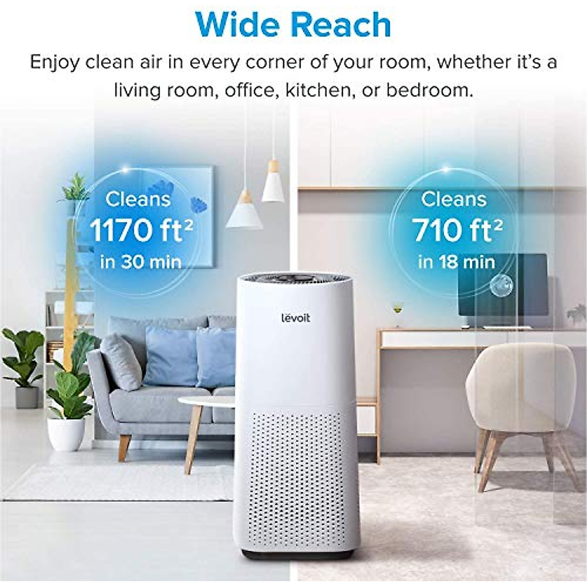 LEVOIT Air Purifiers for Home Large Room with HEPA Filter (LV-H134) and Air Quality Monitor (LV-H133)