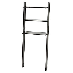 Zenna Home Leaning Wood Ladder-Style Bathroom Spacesaver Storage Shelves, Espresso
