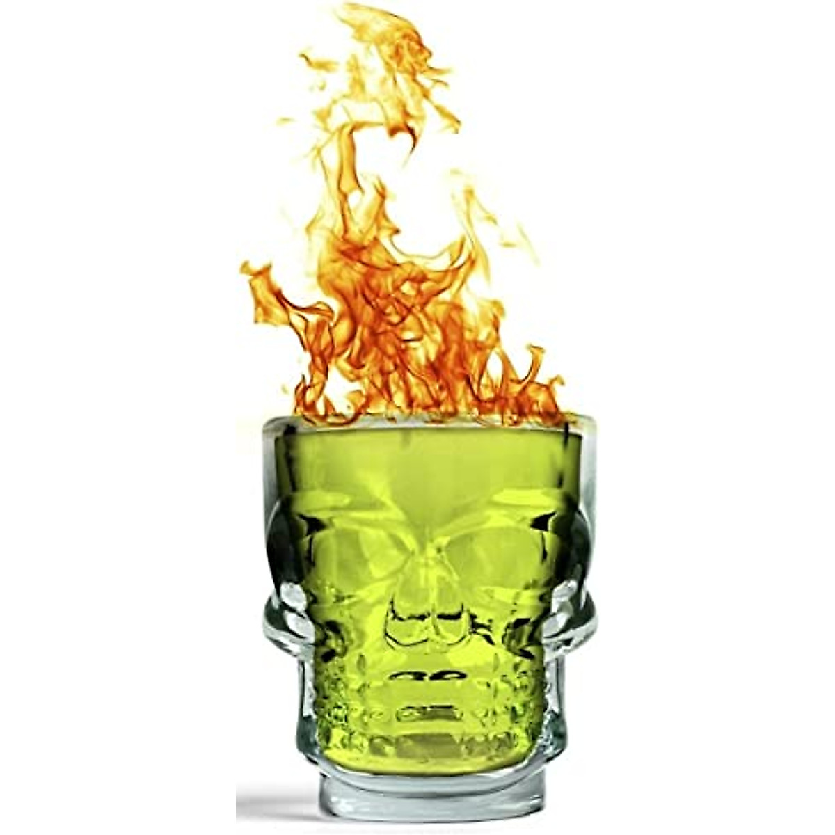 Circleware Skull Face Heavy Base Whiskey Shot Glasses, Set of 6, Party Home and Entertainment Dining Beverage Drinking Glassware for Brandy, Liquor, Bar Decor, Jello Cups, 1.75 oz, Clear