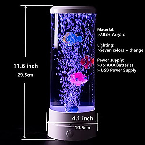 Fish Aquarium Lava Lamp,Multi-Color Jelly Fish Tank Bubbles Lamp,Fake Aquarium Tank Night Light, Lamp for Room Office Desktop, Gift for Kids Girls Aults Boys