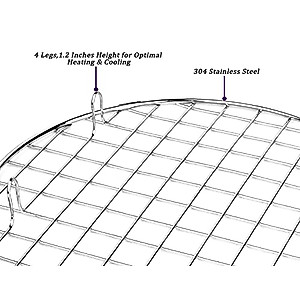 bafvt BBQ Accessories Grill Rack - 304 Stainless Steel Baking Cooking Round Rack for Rib Cookie Cakes, 10 Inches…