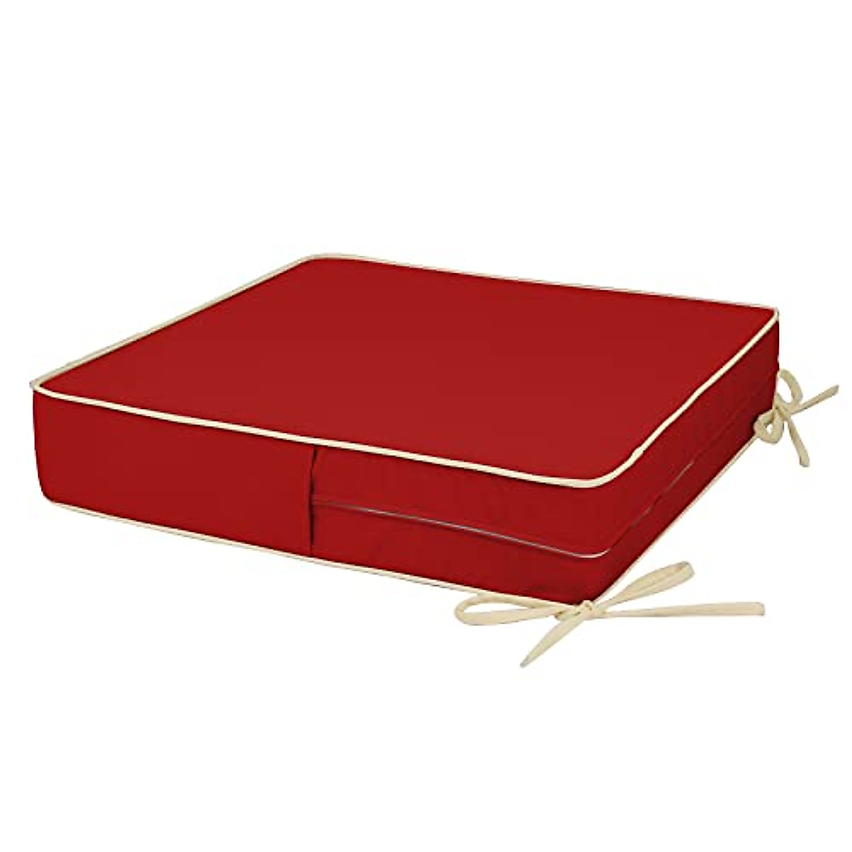 RULAER Patio Chair Cushion 20X20X4 Inch Outdoor Waterproof Seat Cushions Indoor Firm Yet Comfortable Square Dining Chair Pads Double Piping Washable Chair Pad (20x20x4（1pc）, Red)