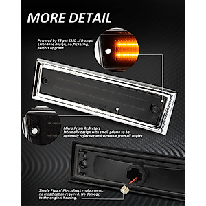 Bestview LED Side Marker Lights Compatible with 1981-1991 Chevy C10 C20 C30 GMC C1500 C2500 Suburban Blazer Jimmy, Driver & Passenger Side, Smoked Lens