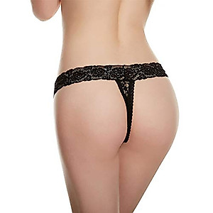 ZBORH Women's Sexy Lace Cheeky Thong Underwear Nylon Hipster See Through Panties Pack of 5(Medium) Multicolor