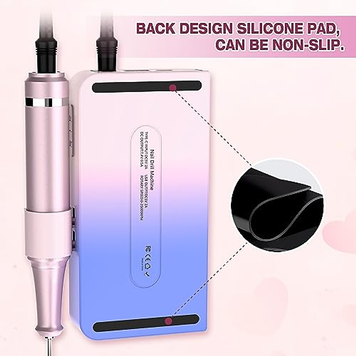 Professional Nail Drill Machine,Electric Acrylic Gel Nails Kit Portable E File 35000RPM Rechargeable Manicure Pedicure Polishing Shape Tools for Home and Salon (UV-501（Multicolor）)