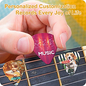 Custom Guitar Picks 6-180 pack Personalized Guitar Picks Set Design Photo Text Name 0.71mm Thin, Electric Guitar Bass Ukulele Accessories Memorial Gift for Men Women (0.71mm Double Sided Printing)