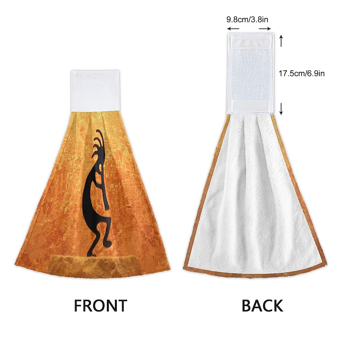 Kcldeci Kitchen Dish Towels with Hanging Loop Kokopelli Statue Absorbent Dish Clothes Kitchen Wears Hanging Tie Towels Set of 2