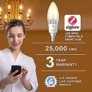 Sengled Zigbee Smart Light Bulbs, Smart Hub Required, Work with SmartThings and Echo with Built-in Hub, Voice Control with Alexa and Google Home, Soft White B11 Candelabra Light Bulbs 40W Eqv. 2 Pack