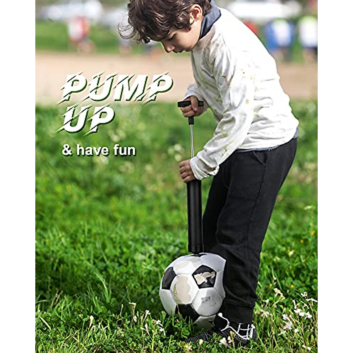 Portable 10 inches Ball Pump Kit, Balloon Pump, Basketball Pump Air Pump with 5 Needles,1 Nozzle & Extension Hose for Soccer Football Volleyball Water Polo Rugby Exercise Sports Ball