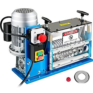VEVOR Electric Wire Stripping Machine, 370W 0.06" - 1.5" Automatic Motorized Cable Stripper w/ 75 Feet/Minute Speed, 11 Channels 10 Blades Strip Machinery, Scrap Handling Tool for Recycling Copper