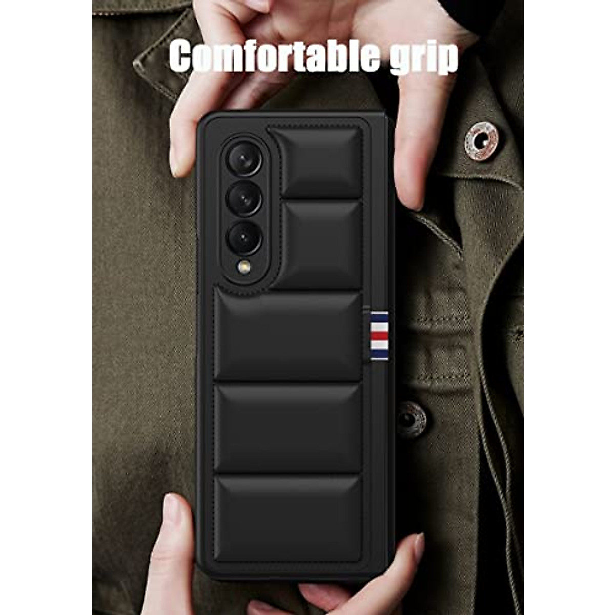 SHIEID Samsung Z Fold 3 Case, Fold 3 Case Leather, Air Vest Phone Case Galaxy Z Fold 3 Case Compatible with Samsung Galaxy Z Fold 3 5G, Silver