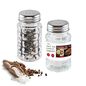 Salt and Pepper Shakers, JJOO Glass Salt Shaker with Stainless Steel Tops (Retro Sytle, 40ml)
