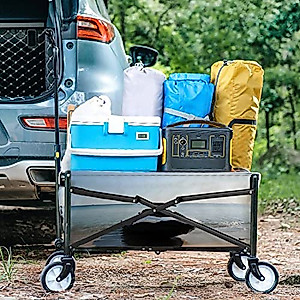 Collapsible Wagon Cart Black and White Jetski for Rent Parked on The Beach Foldable Utility Wagon Large Capacity Garden Cart with Push Bar for Beach Camp Outdoor Shopping
