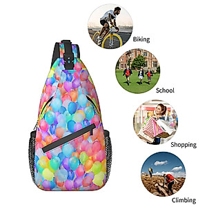 Sling Backpack Watercolor Rainbow Air Balloon Print Crossbody Shoulder Sling Bag For Men & Women