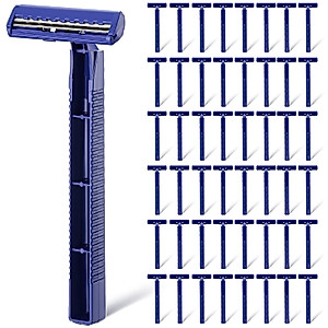 Twin Blade Razors for Men Stainless Steel Men Razors Disposable Plastic Men Shaving Razors Multipurpose Portable Shave Razor Manual Men's Disposable Razors for Bathing Hotel Travel (50 Pieces)