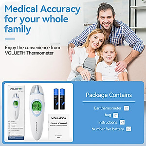 VOLUETH 3-in-1 Baby Thermometer for Ear, Forehead & Touchless, HSA FSA Eligible Items, Digital Thermometer for Infants, Kids & Adults, 30 Memories, 1s Result and Fever Alarm