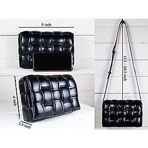 Bella Luna Woven Padded Cassette-Style Crossbody Handbag Purse for Women with Adjustable Strap (Gray-Strap)