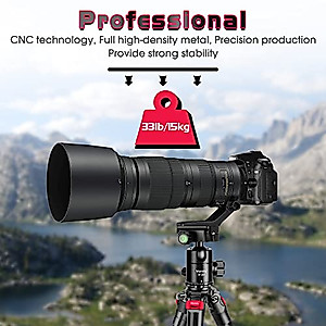 Manbily Professional Tripod Ball Head,Super Long Lens Does Not Easy Nod or Sag,Rotate 360 Degrees,Quick Release Plate and Level Gauge,CNC Metal Aluminum,for DSLR,Camcorder,monopod,Up to 33lbs/15kg