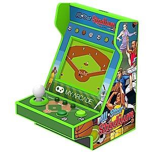 My Arcade All Star Stadium Pico Player- Fully Playable Portable Tiny Arcade Machine with 107 Retro Games, Toys for Kids, 2" Screen, Green, Small (DGUNL-4120)