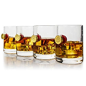 Shotgun Gun Large Whiskey & Wine Decanter Set Bullet Glasses - Limited Edition Elegant Rifle Gun Whiskey Decanter 22.5" With 4 Shotgun Bullet Whiskey Glasses and Mohogany Wooden Base The Wine Savant