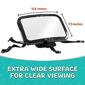 So Peep Adjustable Baby Car Mirror - Extra Large Backseat Safety Mirrors with Wide-Angle View and Headrest Straps for Rear-Facing Infant Car Seats - Newborn Essentials﻿