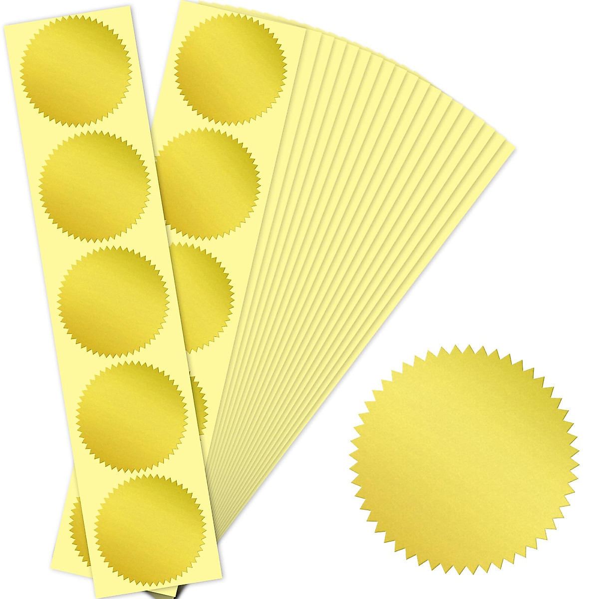 100pcs 1 3/4" Self-Adhesive Gold Embossed Foil Blank Certificate Sealing Stickers - Perfect for Invitations, Notary Seals, Corporate Seals, Personalized Monogram Emboss (Gold)