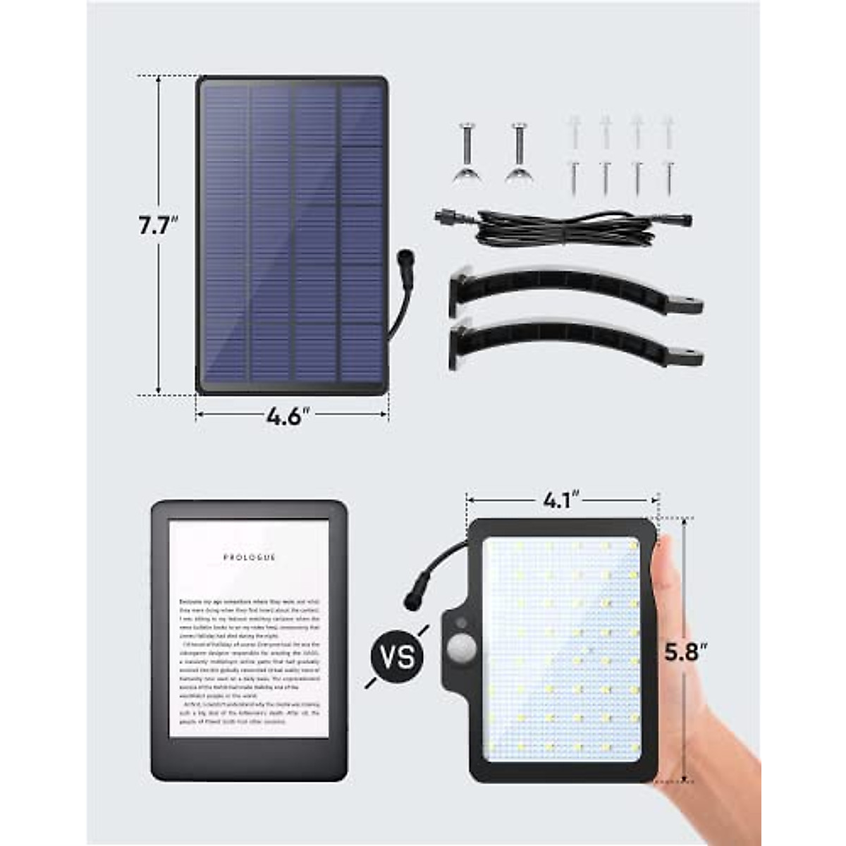 JACKYLED Solar Security Light with Motion Sensor, 1000 Lumen 48 LED, IP65 Waterproof, 3 Modes, Auto On/Off, Separate Solar Panel, Solar Dusk to Dawn Flood Lights for Outdoor Wall, Porch, Barn, Garage