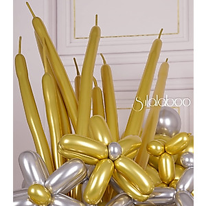SULALABOO 260 Balloons Gold Metallic 80PCS Latex Long Shiny Balloon to Twisting Flowers Animals for Birthday Party Anniversary Wedding or Other Party Events and Festivals DIY