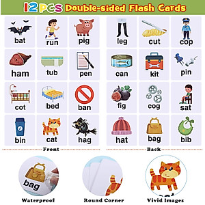 Lewo Wooden Reading Blocks Montessori Toys Sight Word Flash Cards Spelling Games Alphabet Letter Slide Puzzle Preschool Educational Learning Toys for Kids Boys Girls