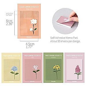 Monolike The Flower Sticky-It - 5p Set Self-Adhesive Memo Pad 50 Sheets