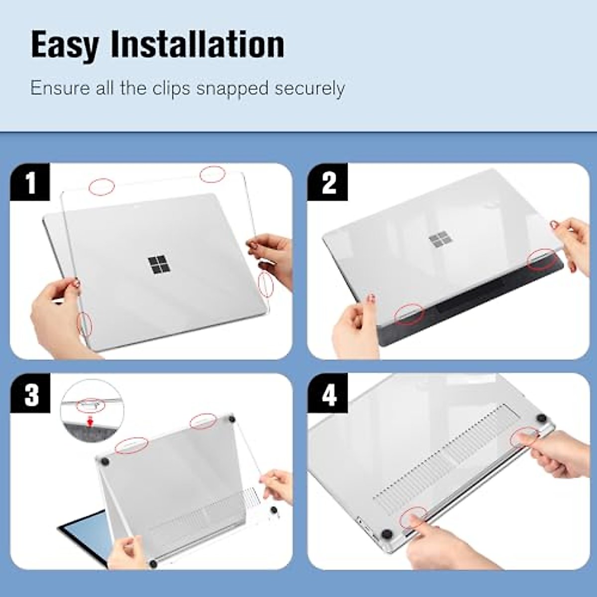 Fintie Protective Case for 13.5 Inch Microsoft Surface Laptop 5/4/3/2 with Alcantara Keyboard (Model: 1958/1950/1867/1769) - Slim Snap On Hard Shell Cover, Crystal Clear