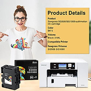 Xcinkjet New Sublimation Ink Cartridge Compatible with Sawgrass Virtuoso SG500 SG1000 Printers(2*Black)