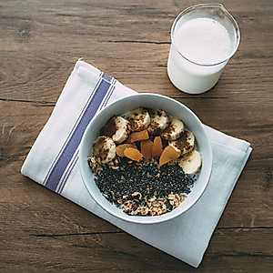 TALVANIA Kitchen Dish Towels 100% Cotton White Flour Sack Tea Cloth with Blue Herringbone Stripe, Pack of 12 Perfect Classic Dish Towel 15” x 25” Dishcloths for Bars Kitchens Counters etc.