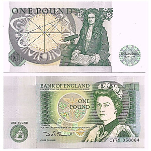 1981 No Mint Mark LOVELY UNCIRCULATED MULTI-COLOR 1981 BRITISH POUND w YOUNG QUEEN ELIZABETH + ISAAC NEWTON! 1 Pound Sterling Seller Uncirculated