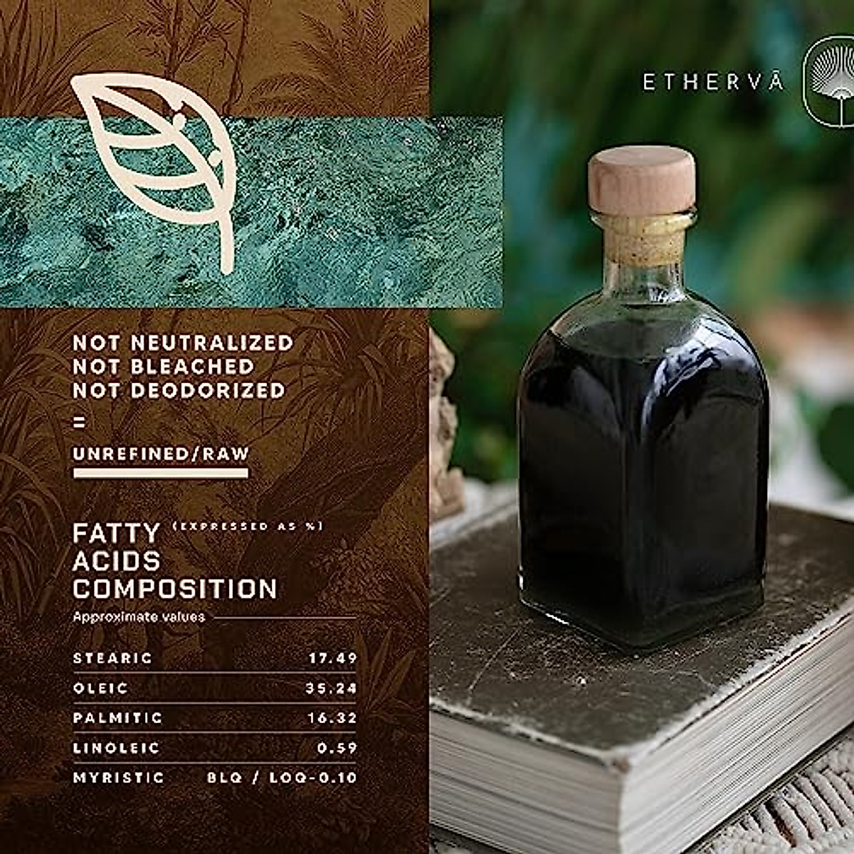 ETHERVA Cold Pressed Tamanu Oil | From Unrefined, Raw, Wild Grown Organic Tamanu Seeds | Vegan Indian Tamanu Oil For Skin, Body, Hair | Rich in Fatty Acids, Antioxidants | 1,240 ml (41.92 fl. oz.)
