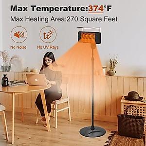 Outdoor Patio Heater Garage 1500W Heater With Timer 3 Modes Fast Heating , Height & Angle Adjustable ,Tip-Over & Overheat Protection, Electric Heaters Wall-Mounted/Standing Garage Backyard Camping