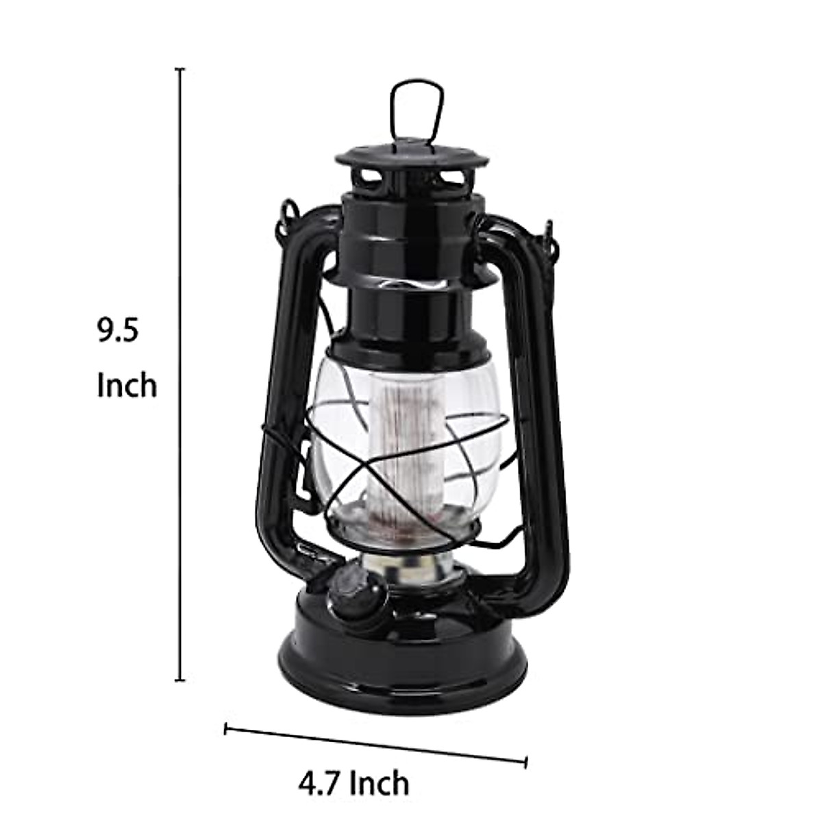 YAKii LED Vintage Lantern Metal Hanging Hurricane Lantern 12 LED Dimmer Switch Cold White Battery Operated Lantern Power Outage Indoor Camping Lighting Outdoor Brooklyn Lantern (Black 2 Pack)