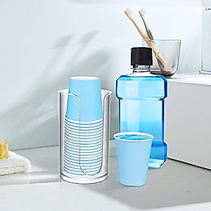 Cotton Round Holder or Bathroom Cup Dispenser with Bamboo Lid, Clear Acrylic Cosmetics Make Up Cotton Pads Dispenser for Bathroom Guest Room Vanity Countertops