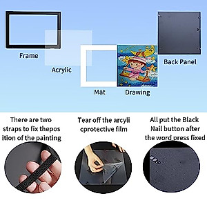 biuonga Kids Art Frames, Front Opening Picture Display for 3D Art, A4 Artwork, Crafts, and Drawings, Holds up to 50 Pieces, Perfect for Hanging, Portfolio Storage, and Children's Art (Black) 1pc