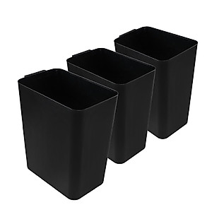 Zopnny 3 Pack 4.5 Gallon Plastic Waste Container, Trash Can Wastebasket, Black Garbage Container Bin for Under Desk, Office, Bathroom