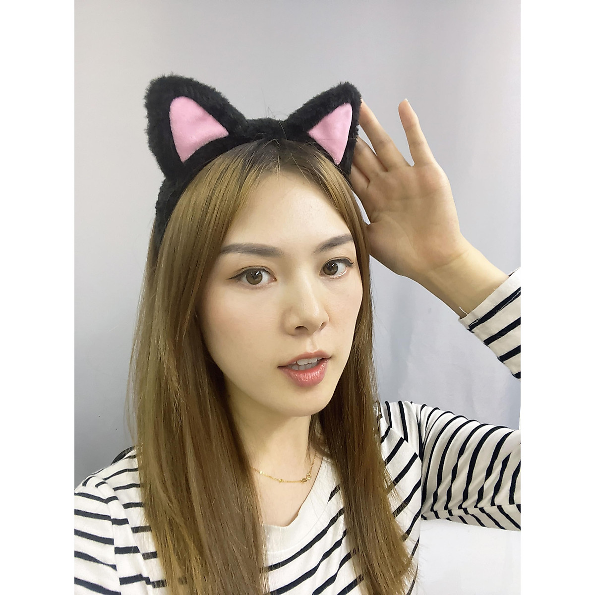 ajdvart Cat Ears Headband, 2Pcs, Soft Cat Ears Hairband for Skincare, Makeup, Yoga, and Cosplay, Adult's or Children's Photo Prop