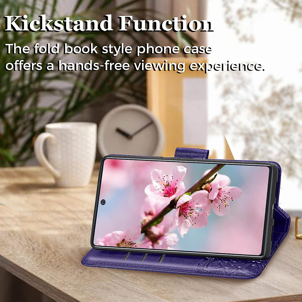 Designed for Pixel 6A Case Wallet,Women Flip Cover with Butterfly Embossed PU Leather Kickstand Credit Card Holder Slots Wrist Strap Protective Phone Case for Google Pixel 6A (2022) (Purple)