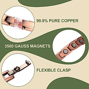 MagEnergy Copper Ankle Bracelet for Women 99.9% Pure Copper Magnetic Ankets with Ultra Strength Magnets 9.8 Inch Adjustable Copper Anklets Jewelry Gift (Plain)