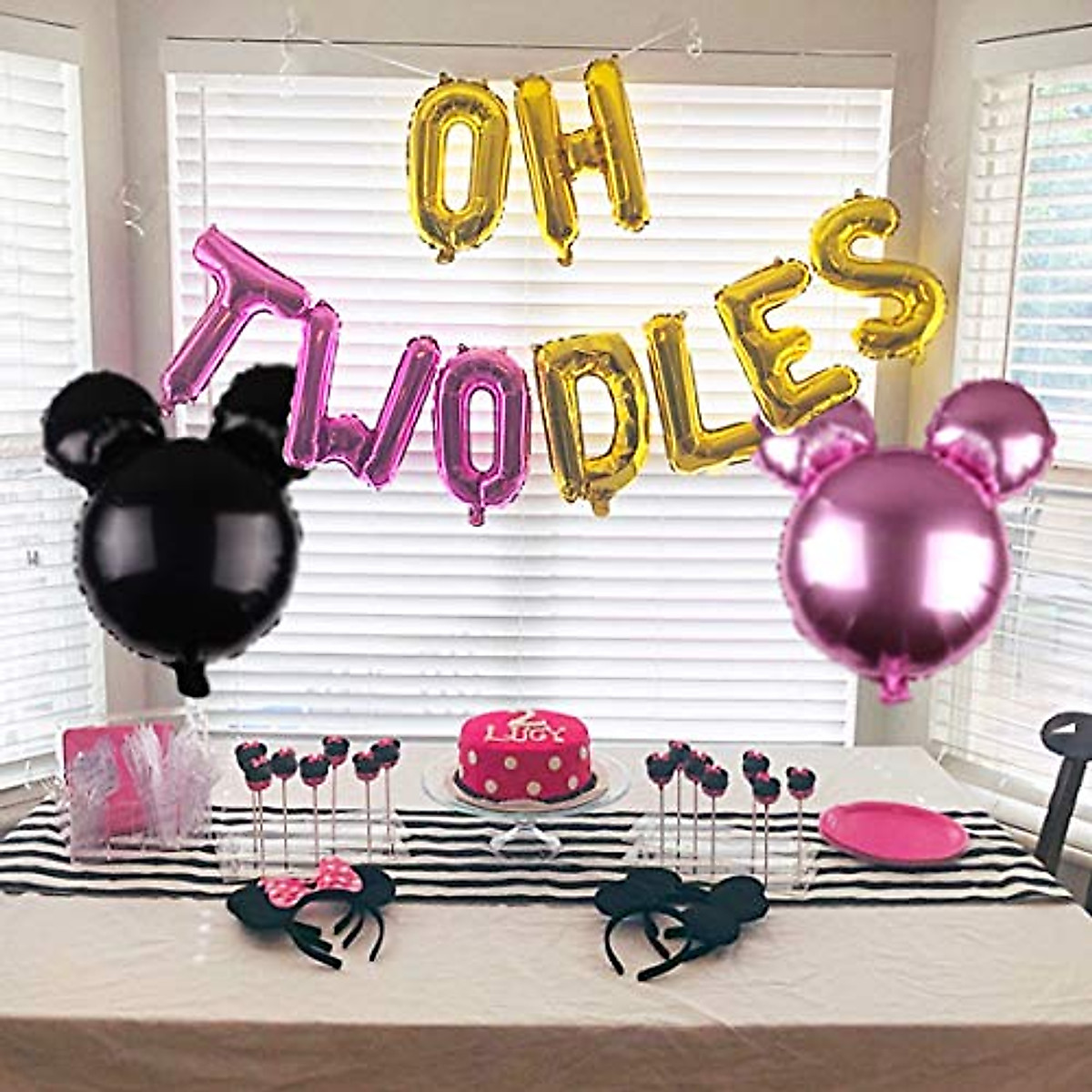 Oh TwoDles Balloons Mouse Second Birthday 2nd Banner Party Supplies Decorations for Girl Boy Baby Bday