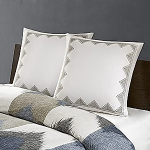 INK+IVY Single 100% Cotton Euro Sham - European Square Decorative Pillow Cover, Hidden Zipper Closure (Cushion NOT Included), Isla, Geometric White 26"x26"