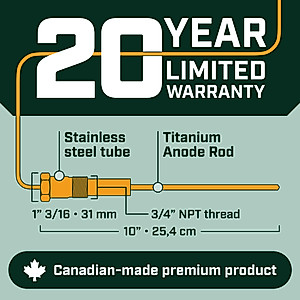 Corro-Protec RV Anode Rod for Hot Water Heater, 20-Year Warranty Powered Anode, Permanently Stops Corrosion to Extend Water Heater Life Expectancy, Eliminate Hot Water Sulfur Smell & Fits All Suburban