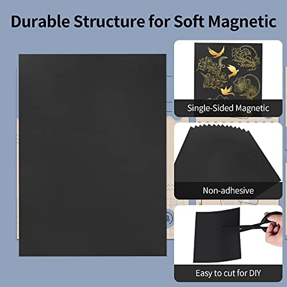 25 Pack Magnetic Sheets 5”x7”Single Sided Black 30mil Magnetic Sign Cut Customize Flexible Cut Magnet Paper Sheets Cut Making Die Storage Metal Dies Magnet Sheets for Crafts Signs Photos