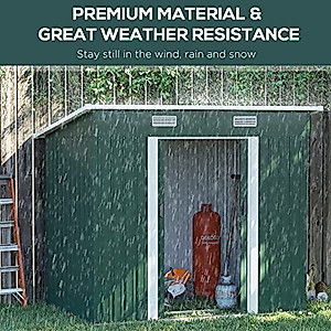 Outsunny 7' x 4' Metal Outdoor Storage Shed, Garden Tool House & Organizer with Floor Foundation, Vents and 2 Lockable Easy Sliding Doors, for Backyard, Garden, Patio, Lawn, Dark Green